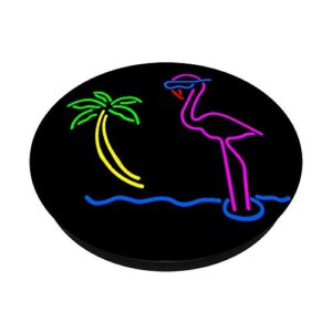 Neon, Pink Flamingo, Tropical, Colorful, Artwork Pop-Socket PopSockets PopGrip: Swappable Grip for Phones & Tablets