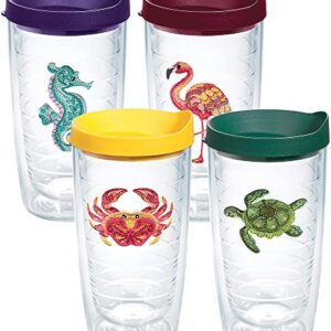 Tervis Tropical Animals Made in USA Double Walled Insulated Tumbler Travel Cup Keeps Drinks Cold & Hot, 16oz - 4pk, Assorted