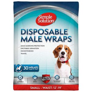 simple solution disposable dog diapers for male dogs | male wraps with super absorbent leak-proof fit | excitable urination, incontinence, or male marking | small | 30 count