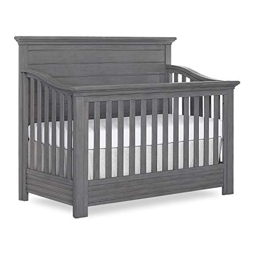 Evolur Waverly 5-in-1 Full Panel Convertible Crib in Rustic Grey, Greenguard Gold Certified , 58.75x31.25x46.5 Inch (Pack of 1)