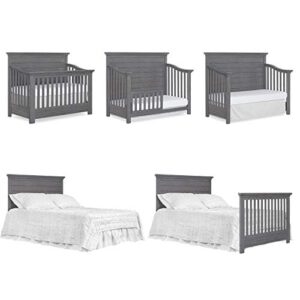 Evolur Waverly 5-in-1 Full Panel Convertible Crib in Rustic Grey, Greenguard Gold Certified , 58.75x31.25x46.5 Inch (Pack of 1)