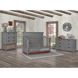 Evolur Waverly 5-in-1 Full Panel Convertible Crib in Rustic Grey, Greenguard Gold Certified , 58.75x31.25x46.5 Inch (Pack of 1)