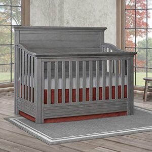 Evolur Waverly 5-in-1 Full Panel Convertible Crib in Rustic Grey, Greenguard Gold Certified , 58.75x31.25x46.5 Inch (Pack of 1)