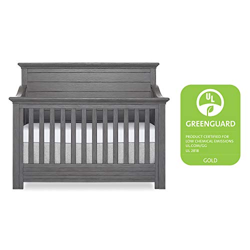 Evolur Waverly 5-in-1 Full Panel Convertible Crib in Rustic Grey, Greenguard Gold Certified , 58.75x31.25x46.5 Inch (Pack of 1)