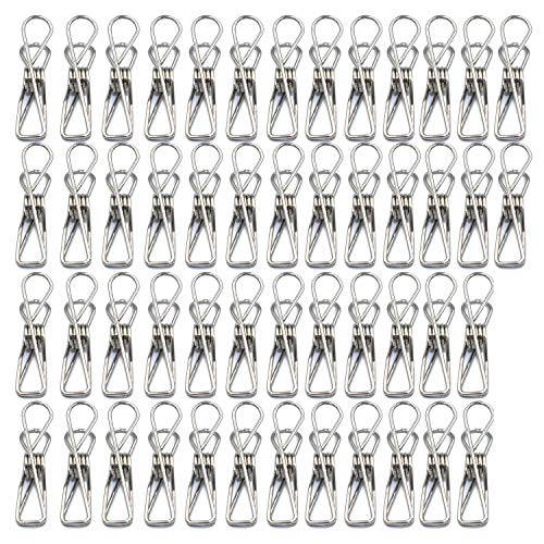 FGen 50pcs Mini Clip 1.7-inch Stainless Steel, Clothesline, Bag Seal, Paper Clip, Clip Socks, Etc.