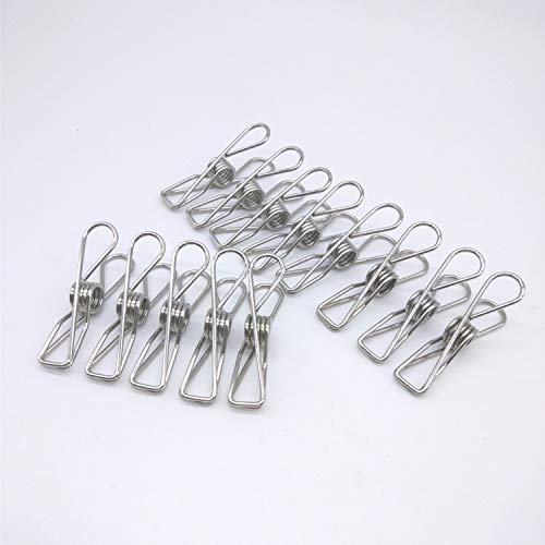 FGen 50pcs Mini Clip 1.7-inch Stainless Steel, Clothesline, Bag Seal, Paper Clip, Clip Socks, Etc.