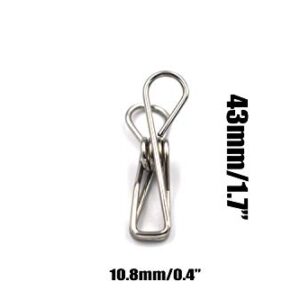 FGen 50pcs Mini Clip 1.7-inch Stainless Steel, Clothesline, Bag Seal, Paper Clip, Clip Socks, Etc.