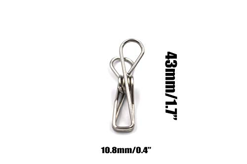 FGen 50pcs Mini Clip 1.7-inch Stainless Steel, Clothesline, Bag Seal, Paper Clip, Clip Socks, Etc.