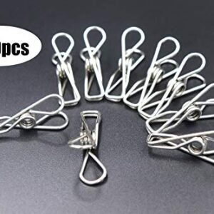 FGen 50pcs Mini Clip 1.7-inch Stainless Steel, Clothesline, Bag Seal, Paper Clip, Clip Socks, Etc.