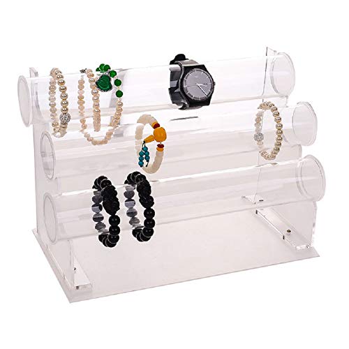 ChezMax Triple Tier Jewery Display Removable Bracelet Holder Jewelry Stand Necklace Stand Jewelry Towers and Watch Holder for Home Organization