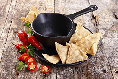 Victoria Cast Iron Sauce Pan. 0.45qt Sauce Pot Seasoned with 100% Kosher Certified Non-GMO Flaxseed Oil.