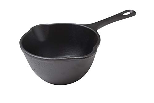 Victoria Cast Iron Sauce Pan. 0.45qt Sauce Pot Seasoned with 100% Kosher Certified Non-GMO Flaxseed Oil.