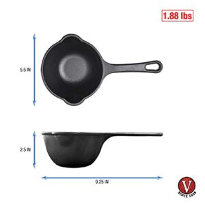 Victoria Cast Iron Sauce Pan. 0.45qt Sauce Pot Seasoned with 100% Kosher Certified Non-GMO Flaxseed Oil.