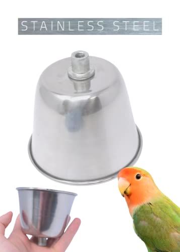 Bonka Bird Toys 800127 Parrot Stainless Steel Water 12oz Cup Cage Seed Feed Bowl