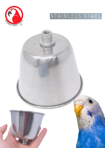 Bonka Bird Toys 800127 Parrot Stainless Steel Water 12oz Cup Cage Seed Feed Bowl