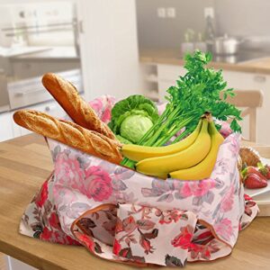 wyxis 5 Pack Eco Friendly Large Floral Tote Bag Foldable Nylon Groceries Bag Fits in Pocket