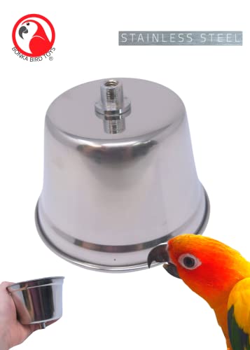 Bonka Bird Toys 800128 Parrot Stainless Steel Water 16oz Cup Cage Seed Feed Bowl