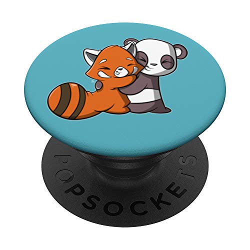 Red Panda Hugging Panda Kawaii Cute PopSockets PopGrip: Swappable Grip for Phones & Tablets