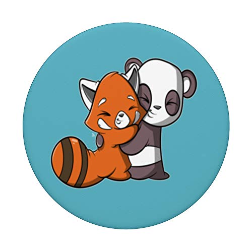 Red Panda Hugging Panda Kawaii Cute PopSockets PopGrip: Swappable Grip for Phones & Tablets