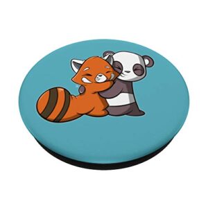 Red Panda Hugging Panda Kawaii Cute PopSockets PopGrip: Swappable Grip for Phones & Tablets