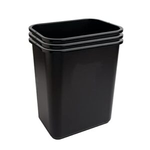 highmark™ rectangular plastic wastebasket, 6.5 gallons, 15"h x 10"w x 14-1/4"d, black, pack of 3