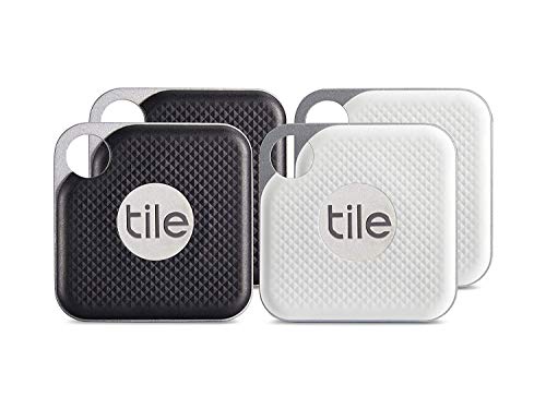 Tile Inc., Pro Black and White Combo, Bluetooth Tracker and Finder, Water Resistant, Replaceable Battery, Easy to Attach for Keys, Pet Collars and Bags (4 Pack), combo - black & white (EC-18004)