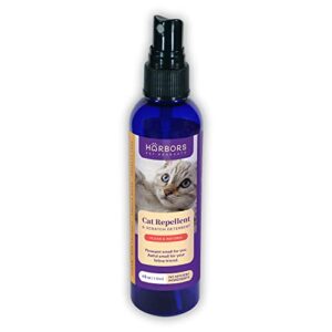 harbors cat repellent and scratch deterrent - cat repellent spray indoor - 4 oz | cat training spray | cat repellent for furniture | cat repellent for plant | 100% satisfied or return for full refund