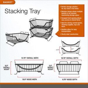 Spectrum Diversified 20076 Ashley Stacking Tray Wire Pet, Toy, Office, Kitchen Dorm Storage Utility Bin Stackable Organizer, Industrial Gray