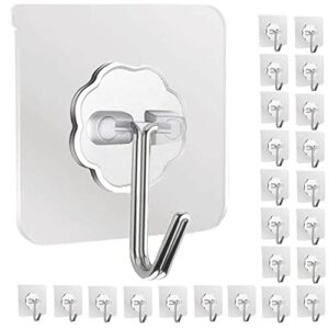 ddmy adhesive hooks kitchen wall hooks- 24 packs heavy duty 13.2lb(max) nail free sticky hangers with stainless hooks reusable utility towel bath ceiling hooks