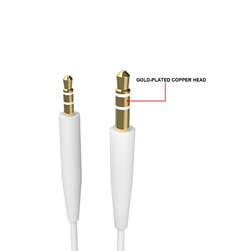 Replacement QC35 II Headphone Replacement Cord Cable Compatible Bose QuietComfort 35 (Series II),Bose On-Ear 2/OE2/OE2i/QC25/QC35/Soundlink/SoundTrue Wireless Headphones (White)