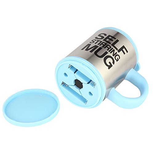 Zeerkeer Self Stirring Mug Electric Stainless Steel Automatic Mixing & Spinning Coffee Mug Cup with Lid, Lazy Self Mixing Mug Spinning Thermos Cup for Office Travle Home- 400ML/ 13.5oz (Sky Blue)