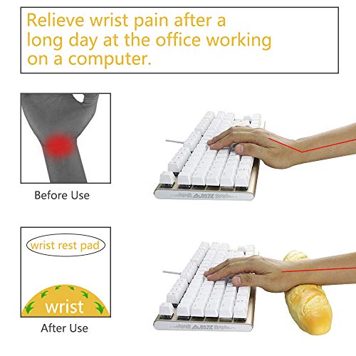 Memory Foam Keyboard Wrist Rest Pad,Soft Toast Bread Baguette Shape Anti-Skid Wrist Rest Support for Office,Computer,Laptop,Keyboard,Slow Bounces Back Foam for Easy Typing & Pain Relief