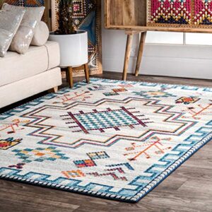 nuloom richelle tribal medallion area rug, 5' x 7' 5", blue