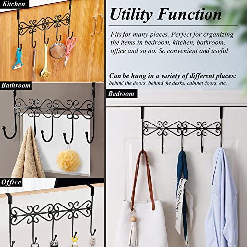 Youdepot Over The Door Hook,Over Door Towel Rack,Over Door Coat Rack,Door Hanger Hook， Behind Back of Bathroom, Towel Hanger 5 Hooks （Black ）