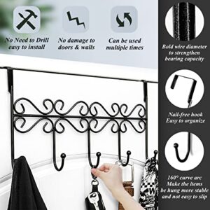 Youdepot Over The Door Hook,Over Door Towel Rack,Over Door Coat Rack,Door Hanger Hook， Behind Back of Bathroom, Towel Hanger 5 Hooks （Black ）