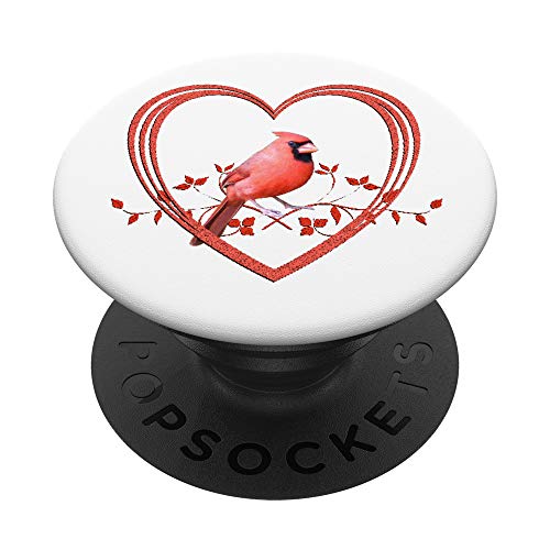 Northern Cardinal Bird in Heart PopSockets PopGrip: Swappable Grip for Phones & Tablets