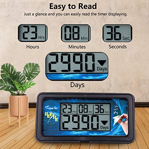 AIMILAR Digital Countdown Days Timer - 9999 Days Count Down Days Timer with Backlight for Retirement Wedding Vacation Christmas New Baby Classroom Lab Kitchen Cooking (Retirement)