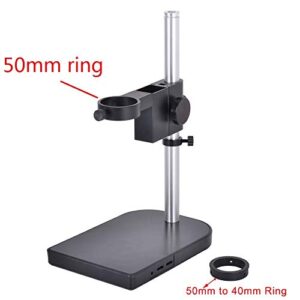 HAYEAR Lab Bracket Industry Stereo Digital Microscope Platform Camera Table Stand 50mm and 40mm Dual Ring Holder Gear