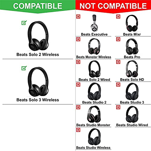 Alitutumao Solo 2 Wireless Ear Pads Solo 3 Earpad Replacement Cushion Cover Memory Foam Compatible with Beats Solo 2 Solo 3 Wireless Headphones (Grey)