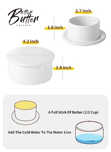 Butter Crock, French Butter Keeper - Fresh Soft Butter without Refrigeration, White, Porcelain - Better Butter & Beyond