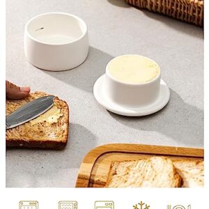 Butter Crock, French Butter Keeper - Fresh Soft Butter without Refrigeration, White, Porcelain - Better Butter & Beyond