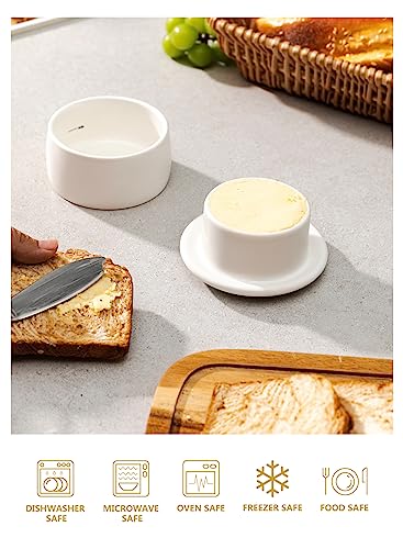 Butter Crock, French Butter Keeper - Fresh Soft Butter without Refrigeration, White, Porcelain - Better Butter & Beyond