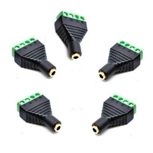 kework 5-pack 1/8" 3.5mm 4 pole trrs stereo av female to 4-screw terminal stereo female headphone aux balun connector converter adapter (fm/fm)