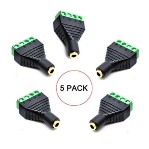 Kework 5-Pack 1/8" 3.5mm 4 Pole TRRS Stereo AV Female to 4-Screw Terminal Stereo Female Headphone AUX Balun Connector Converter Adapter (FM/FM)