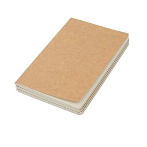 3 Pack Travel Journal Notebook for Travelers or School - Kraft Brown Soft Cover - 5.5” x 8.25” - 120 Ruled Pages/60 Sheets