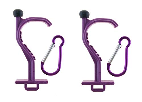 Kooty Key Germ Utility Hook Tool- Avoid Touching Bacteria Ridden Surfaces- Carabiner Included (Colors May Vary) (2 Pack, Purple)