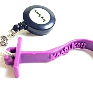 Kooty Key Germ Utility Hook Tool- Avoid Touching Bacteria Ridden Surfaces- Carabiner Included (Colors May Vary) (2 Pack, Purple)