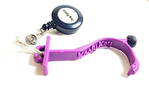 Kooty Key Germ Utility Hook Tool- Avoid Touching Bacteria Ridden Surfaces- Carabiner Included (Colors May Vary) (2 Pack, Purple)