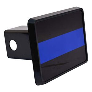 Black & Blue Thin Blue Line Flag Trailer Hitch Cover Plug US Blue Lives Matter Police Officer Law Enforcement