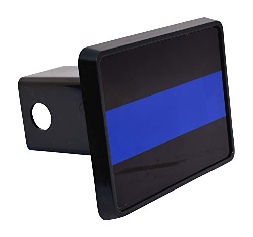 Black & Blue Thin Blue Line Flag Trailer Hitch Cover Plug US Blue Lives Matter Police Officer Law Enforcement